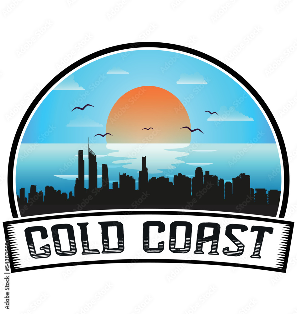 Gold Coast Australia Skyline Sunset Travel Souvenir Sticker Logo Badge ...