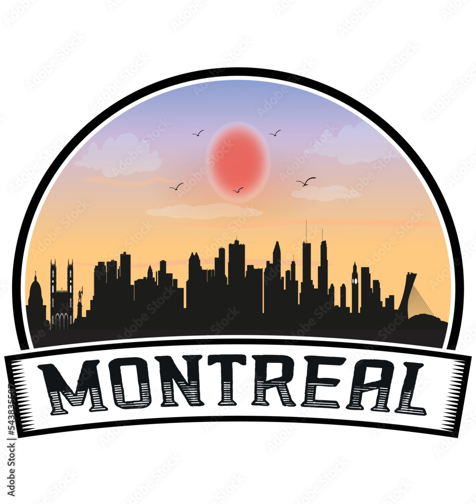 Montreal Canada Skyline Sunset Travel Souvenir Sticker Logo Badge Stamp ...