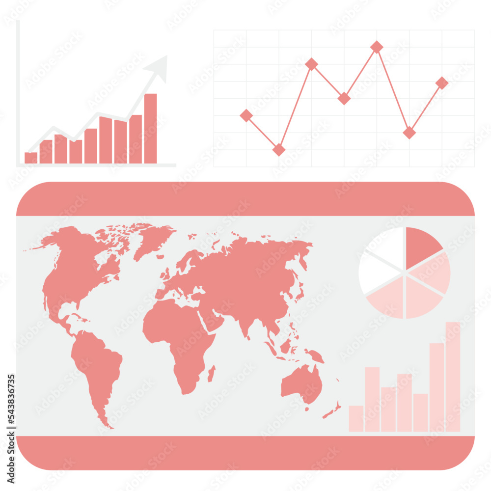 World statistic, info chart with map and graphics Stock Vector | Adobe ...