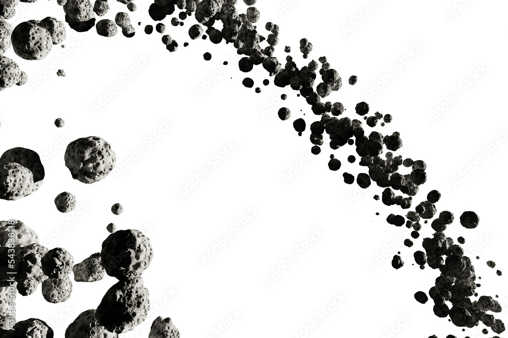 Asteroid field in the outer space. 3D rendering. Stock Illustration ...
