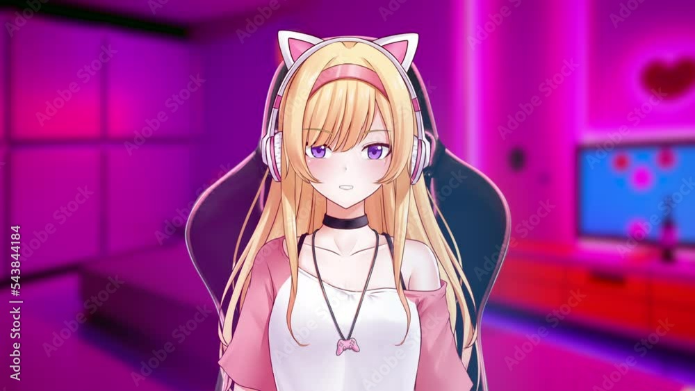 Virtual streamer vtuber anime girl interact with fans from girly pink ...