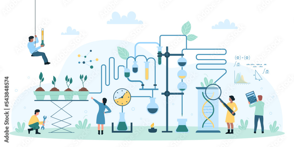Biotechnology and science research in agriculture vector illustration ...