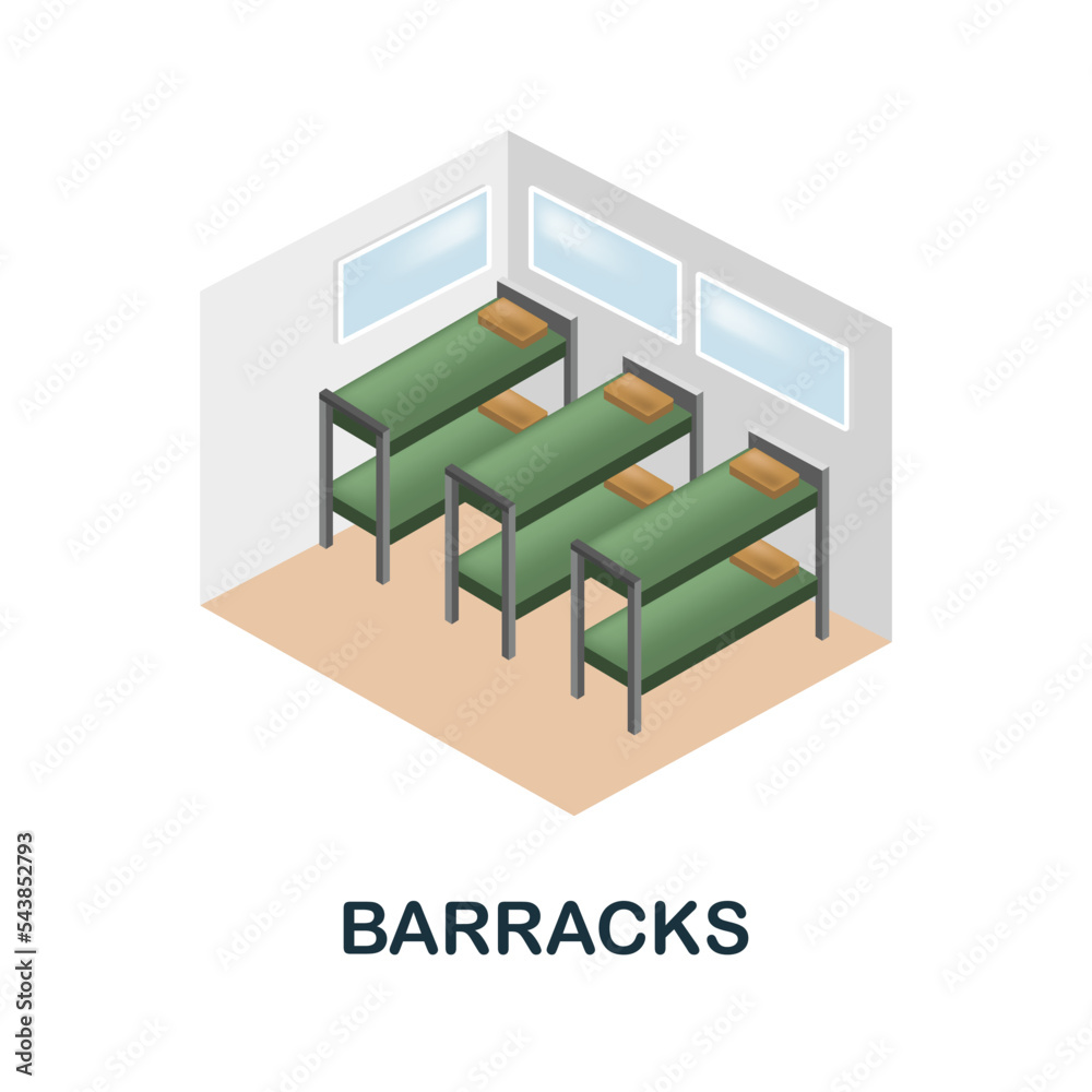 Barracks icon. 3d illustration from war collection. Creative Barracks ...