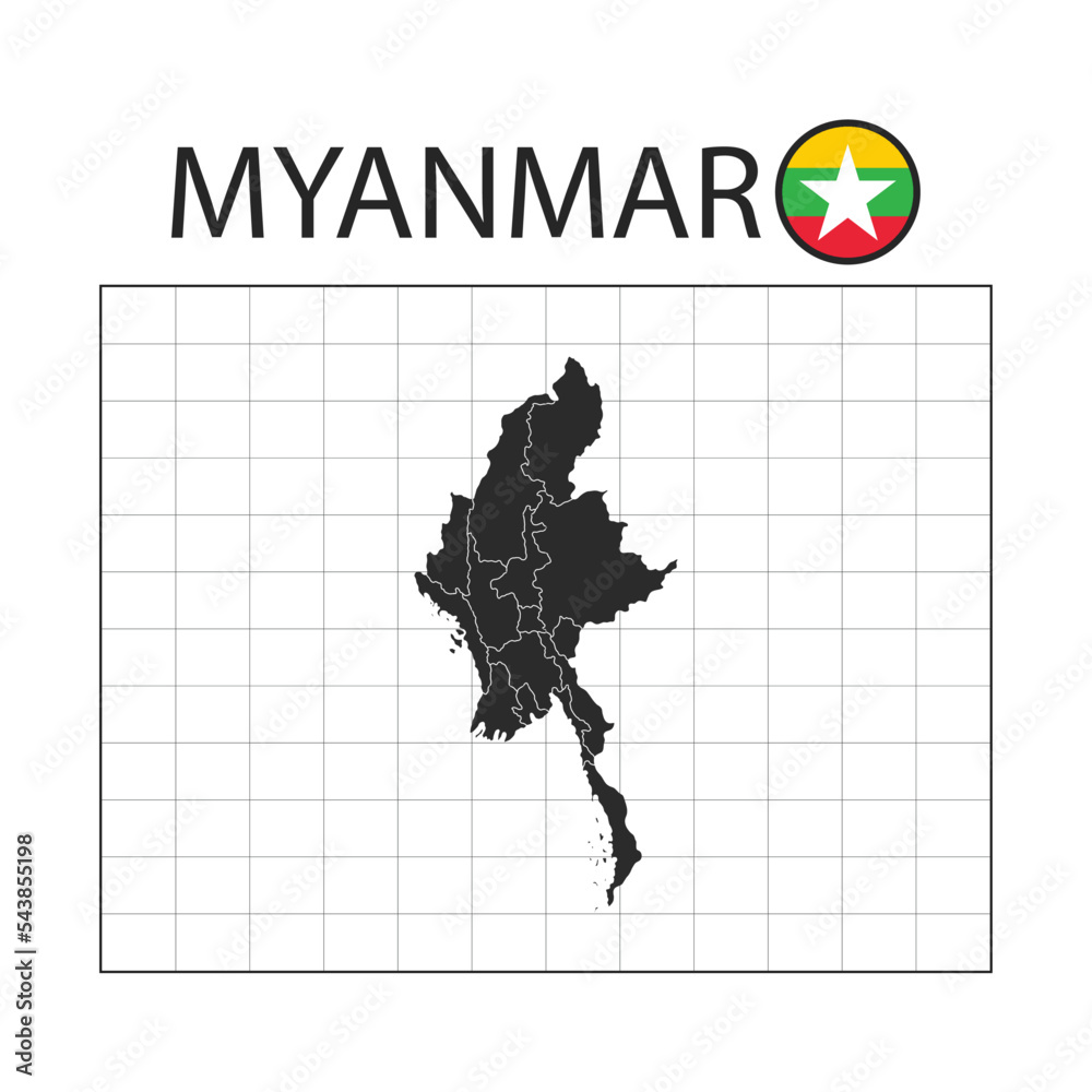 country map of myanmar with nation flag Stock Vector | Adobe Stock