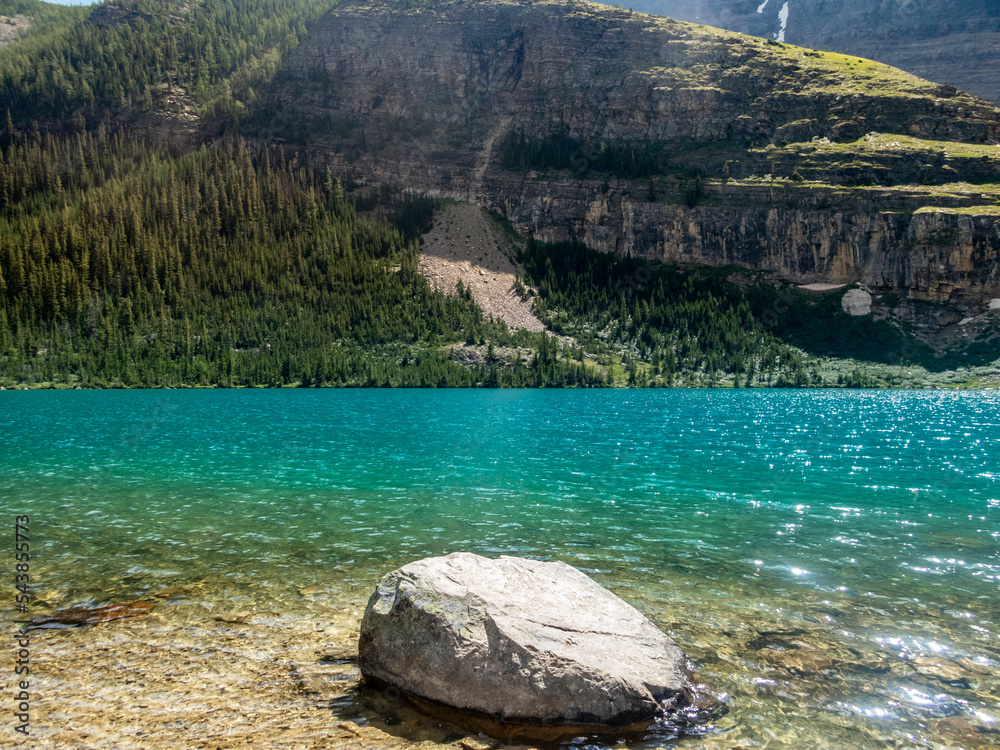 Hiking to Lake Annette in Banff National Park, passing forests and ...