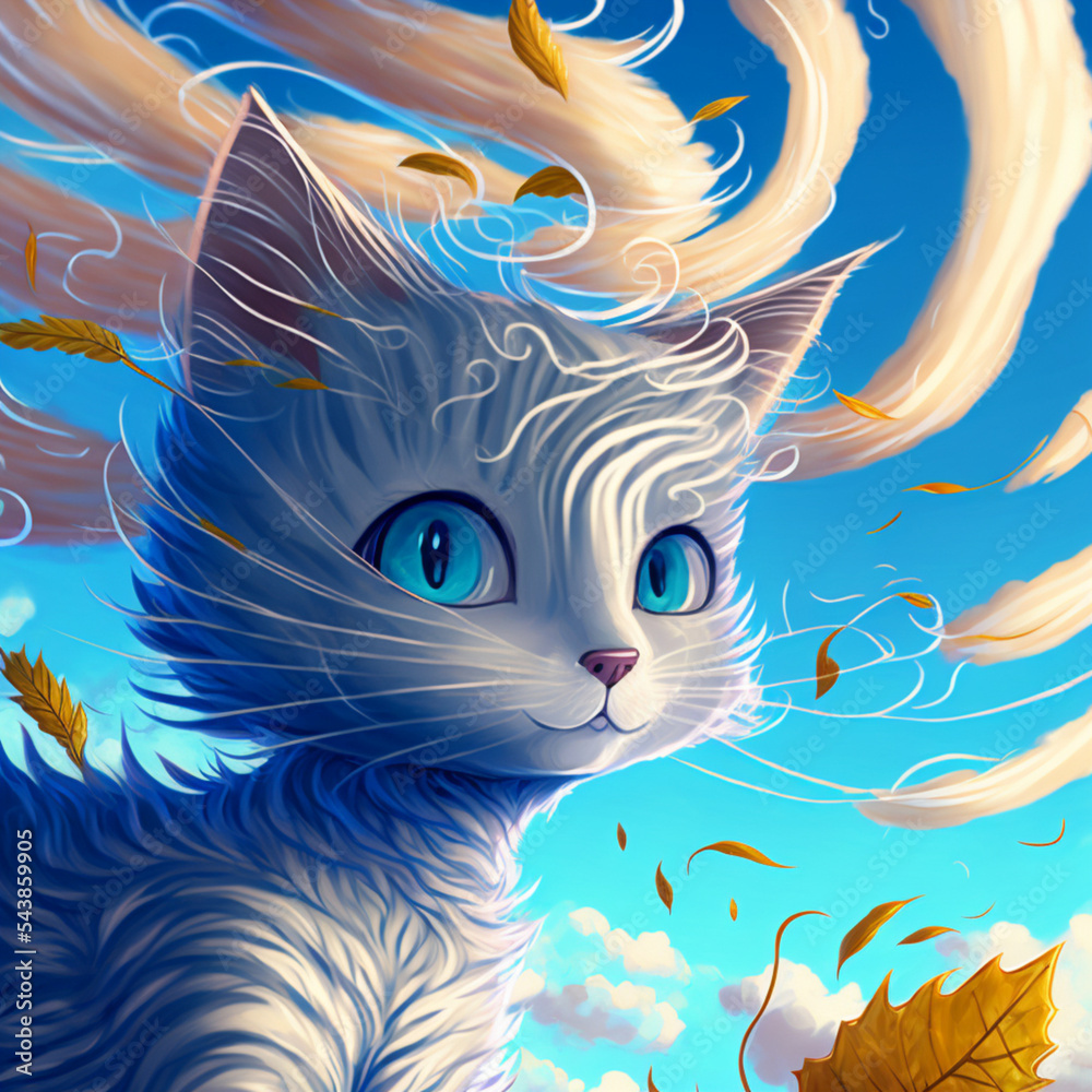 Cute anime cat character illustration Stock Illustration | Adobe Stock