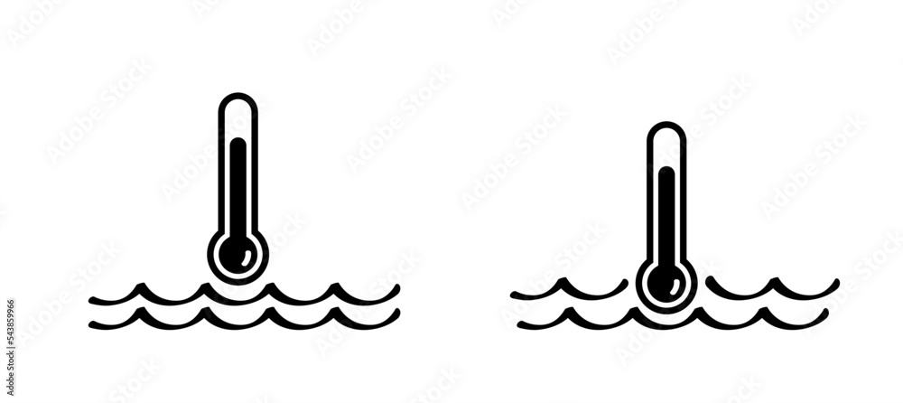 Warm water temperature. Auto hot temperature pool control icon or ...