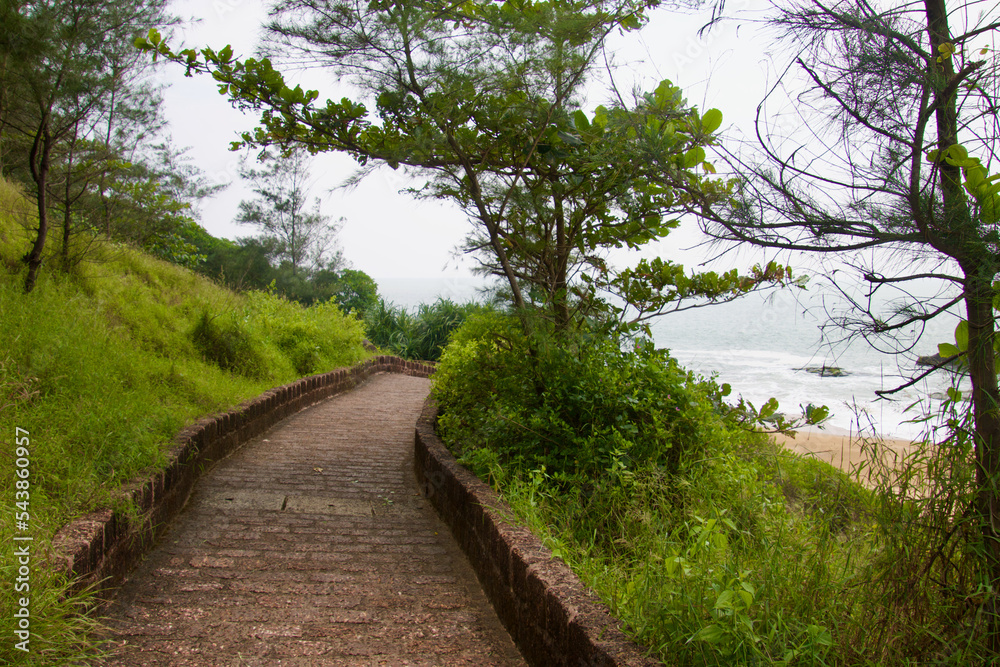 Pathway in a beach side park Stock Photo | Adobe Stock