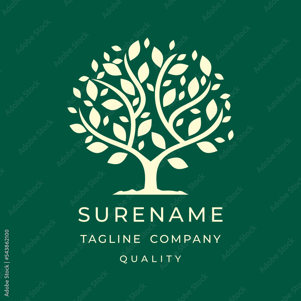 big tree oak banyan leaves logo green life design vector custom logo ...