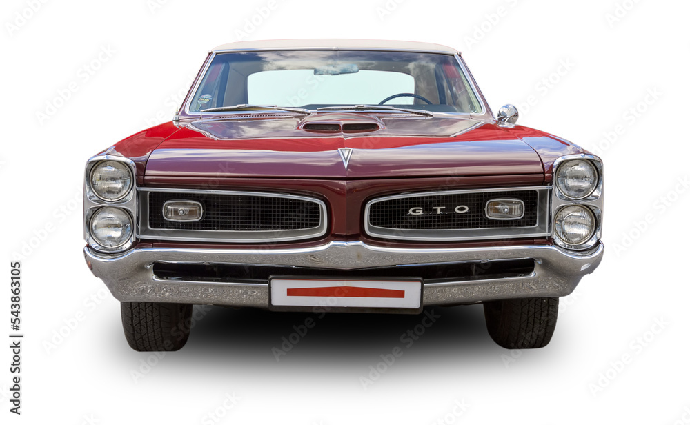 Pontiac GTO hardtop coupe first generation. White background. Stock ...