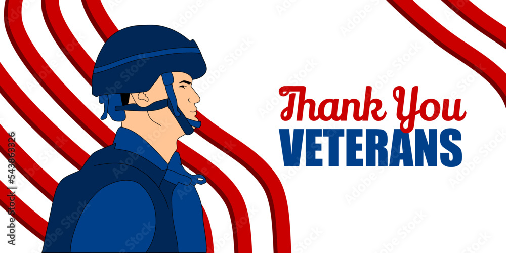 Thank you Veterans banner with soldier vector design Stock Vector ...