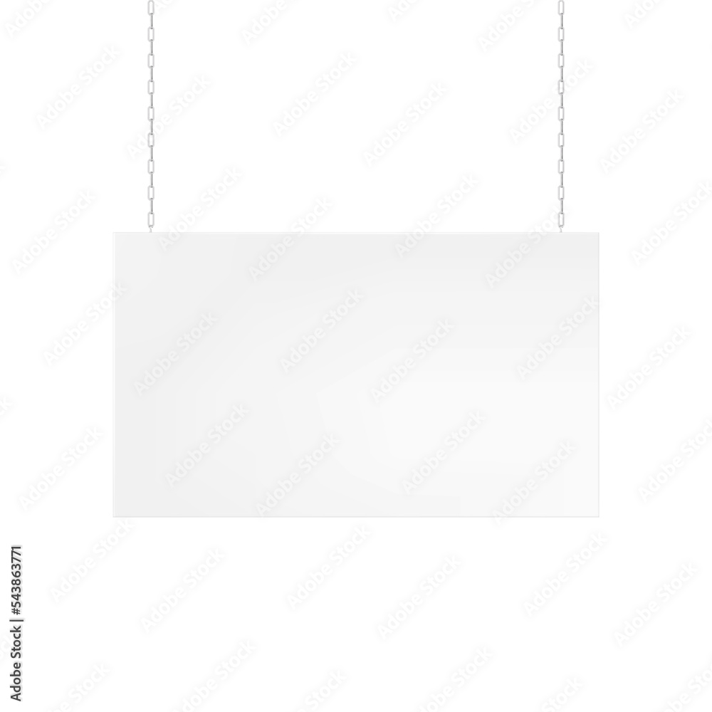 Hanging advertising board sign realistic vector mockup. Blank signboard ...