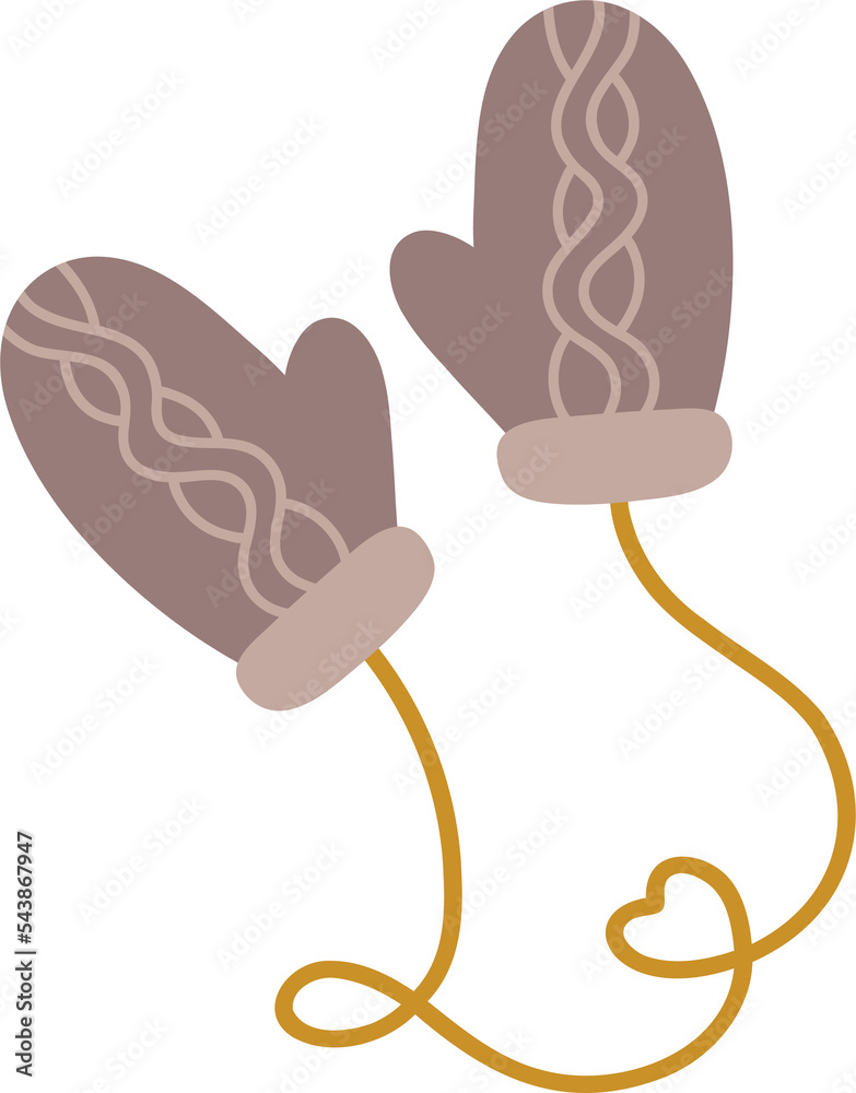 A pair of knitted mittens clipart illustration. Cartoon style Stock ...