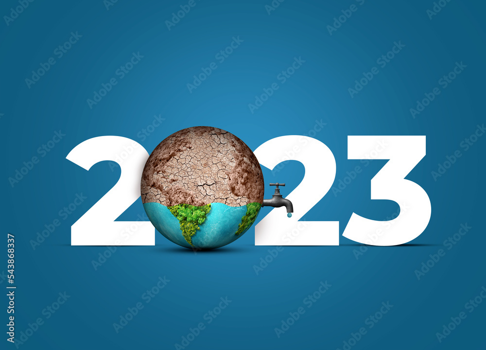 New Year 2023 water concept and save our planet and earth environment ...