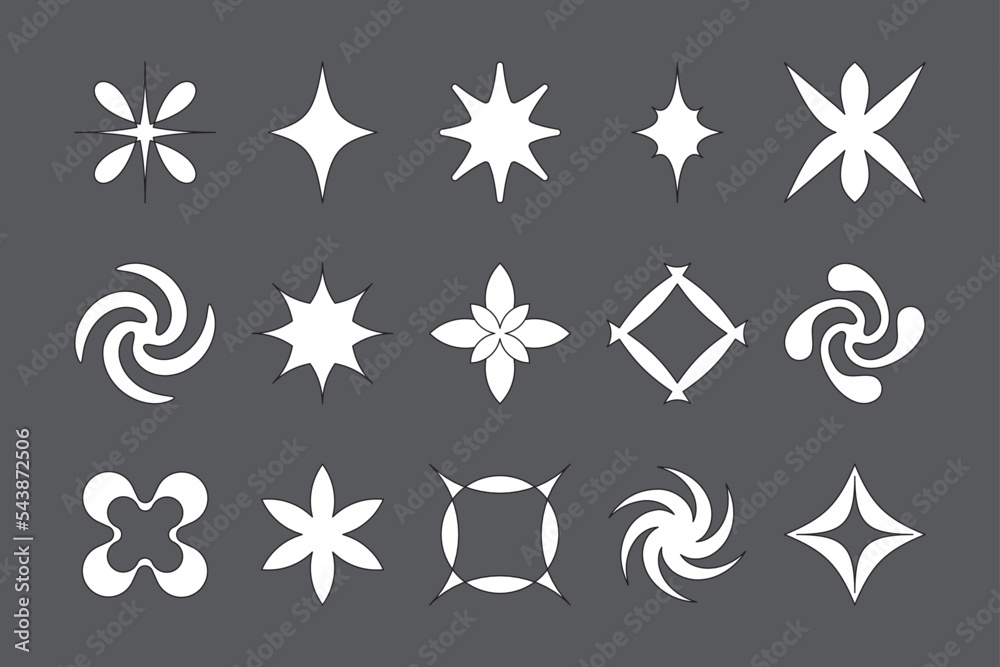 Vector set of design elements and illustrations in simple flat linear ...