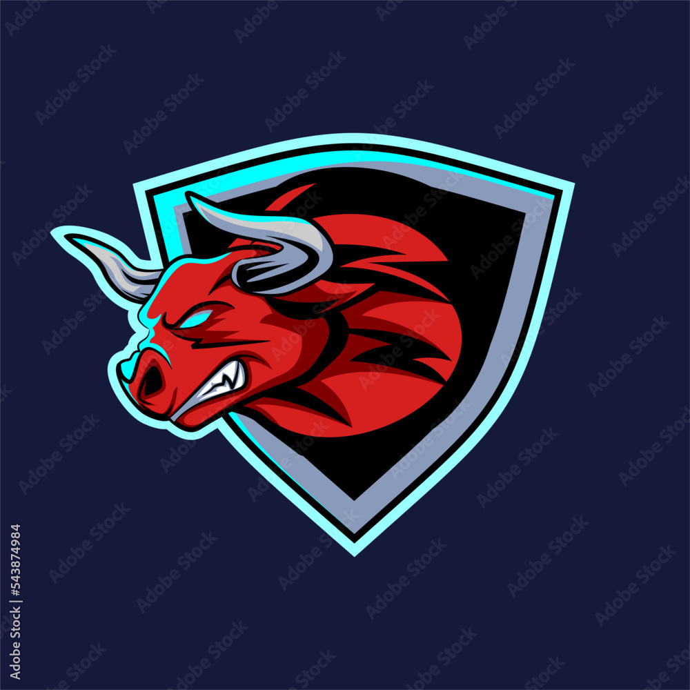 vector sport logo illustration of a mighty side view bull mascot ...