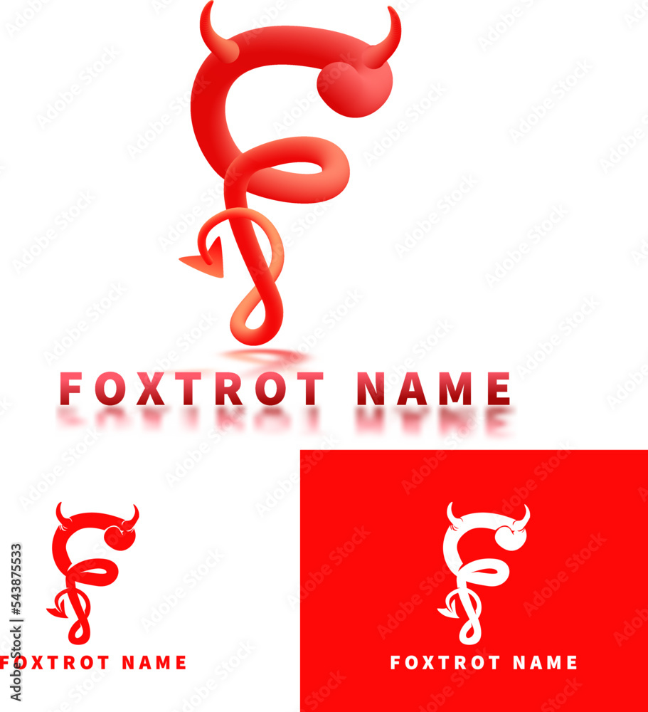 custom letter F. 3d devil form initial logo vector illustration Stock ...