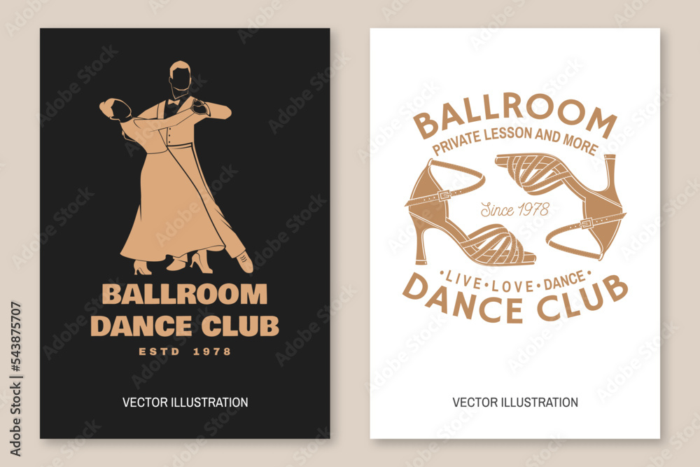 Set of Ballroom dance sport flyer, brochure, banner, poster. Concept ...