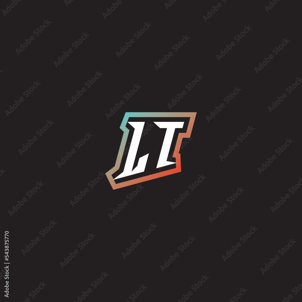 LT initial gradation color concept esport logo design Stock Vector ...