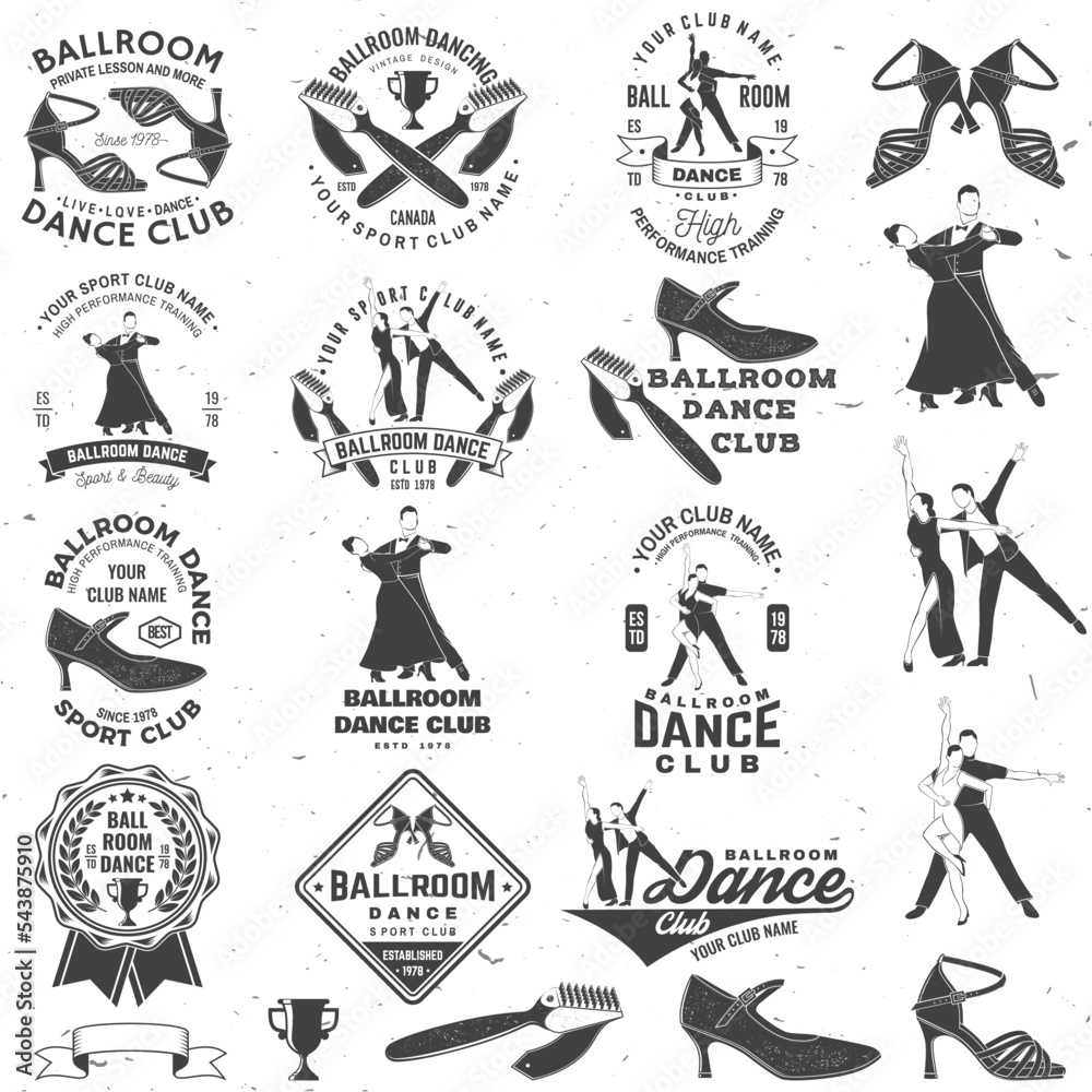 Set of Ballroom dance sport club logos, badges design. Concept for ...