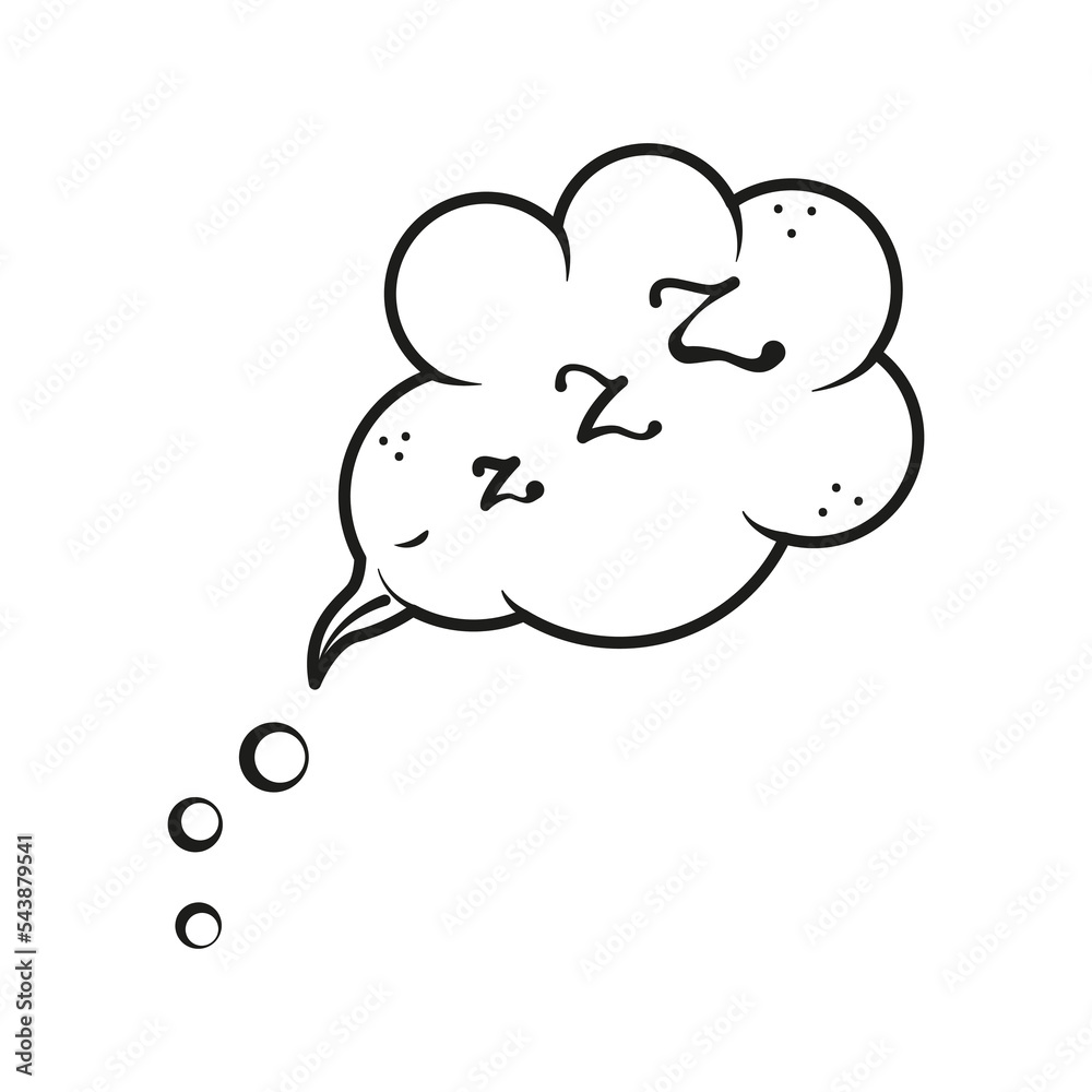 Zzz sleep icon in doodle sketch style. Speech bubble graphic element ...
