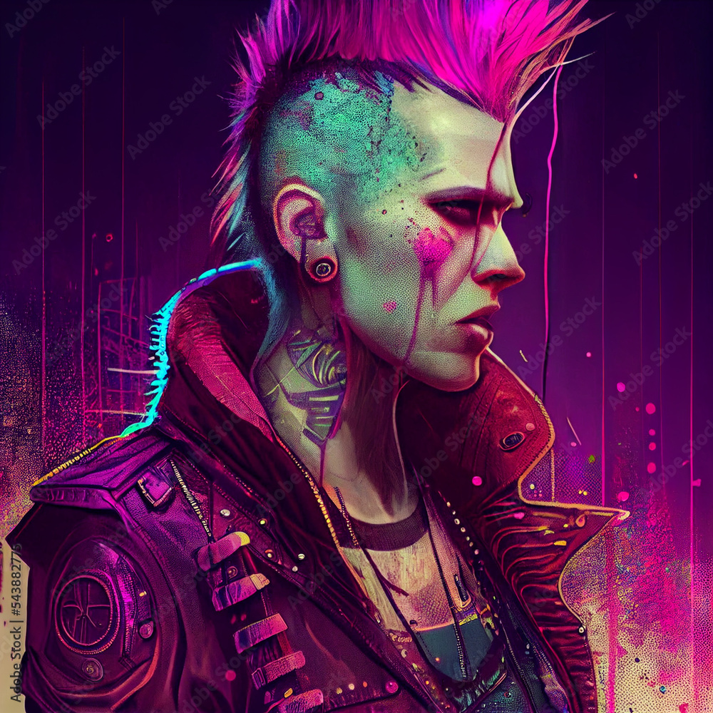 Cyberpunk Punk-Rock Hand drawn Manga and Anime Character in Comisc and ...