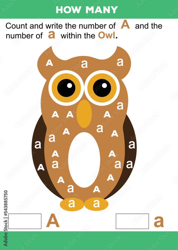 How many counting game with alphabets within an owl for kids ...