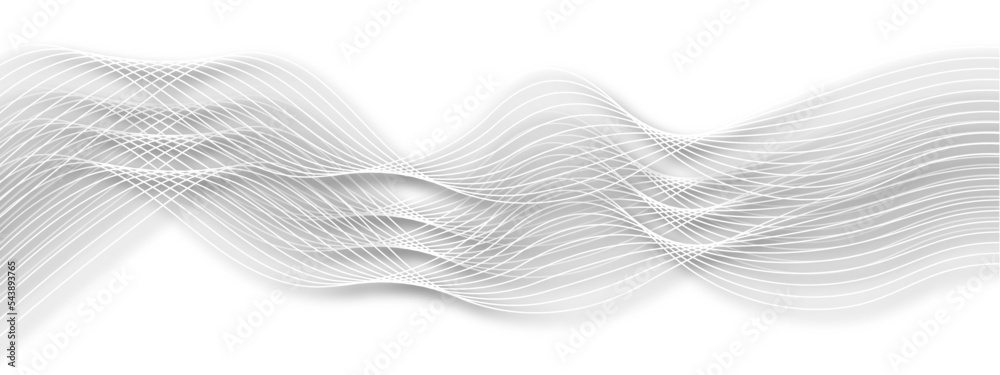 Abstract wavy gray lines stream element for design on a white ...