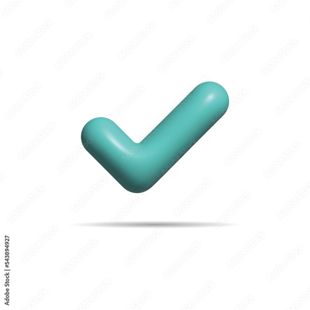 Check mark icon 3d rendering. 3D Realistic check mark button. Green ...