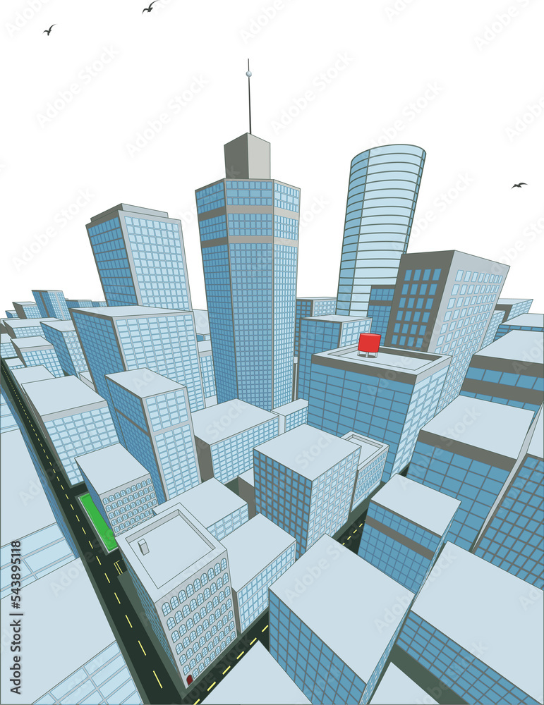 City Buildings Cartoon Comic Book Style Background Stock Illustration ...