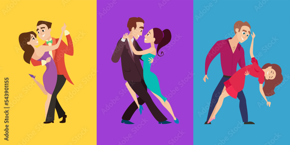 Dancers. male and female dancers in action poses. vector characters ...