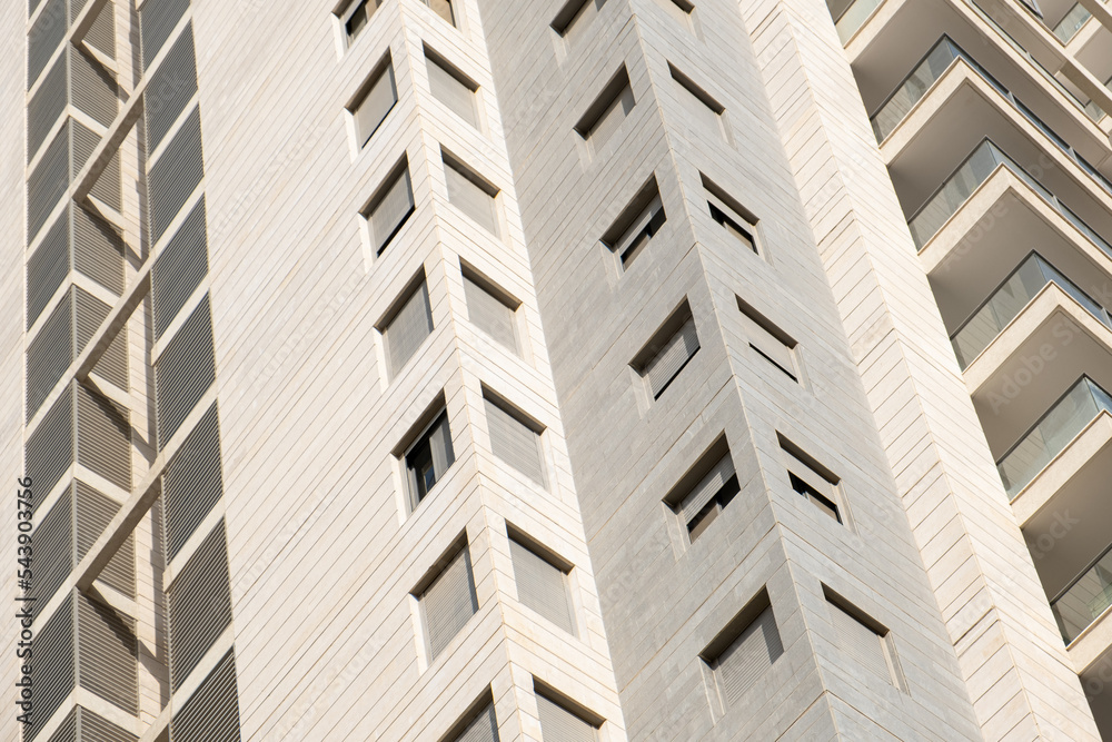Typical israel architecture, modern Apartments building facade with ...