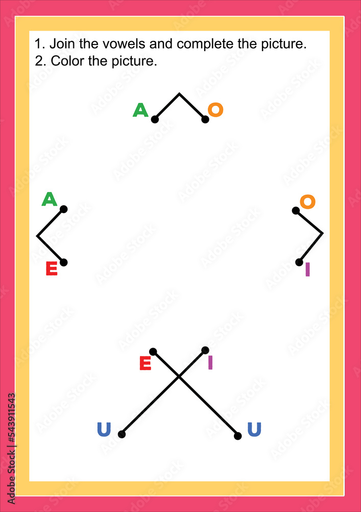 Vetor do Stock: English worksheet. Matching vowel and complete the ...