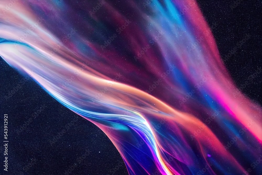 Abstract colorful neon light of nebula cosmo stardust flowing isolated ...