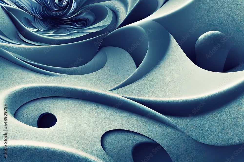 3d Render Abstract Background Of Smooth Lines Of Spline Blue Waves