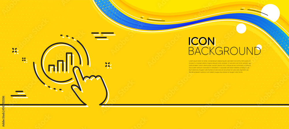 Statistics line icon. Abstract yellow background. Column chart sign ...