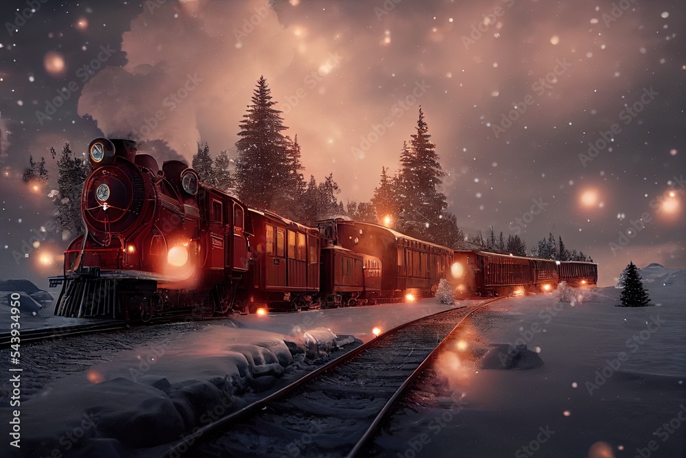 Train to the North Pole Stock Illustration | Adobe Stock