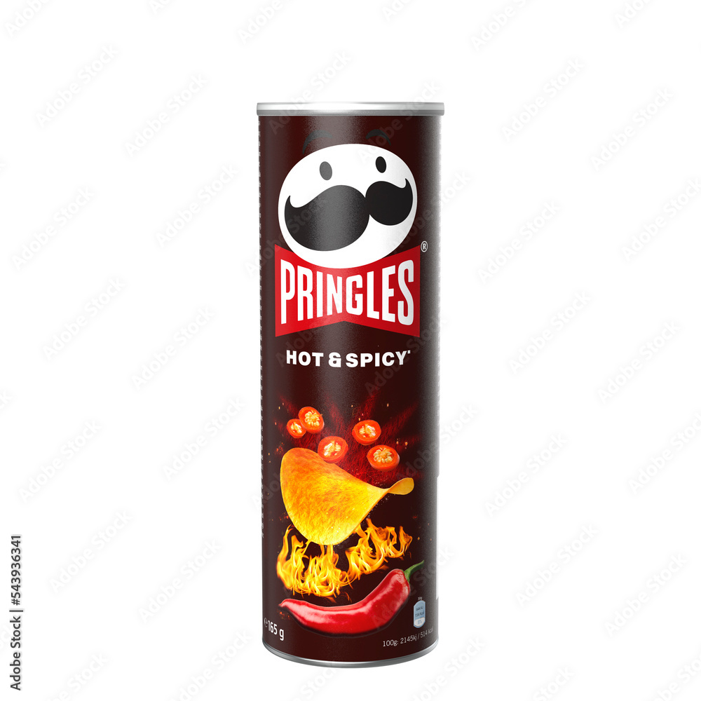 Malaga, Spain - November 07, 2022 Packet of Pringles Hot and Spicy ...