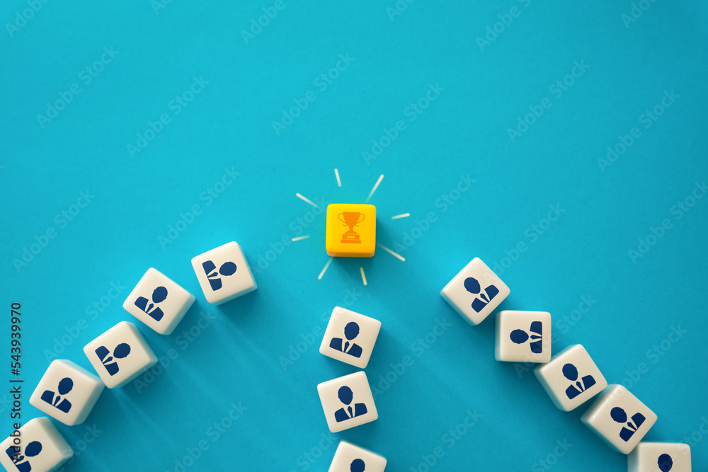 Competing between teams to achieve victory. Collaboration and teamwork ...