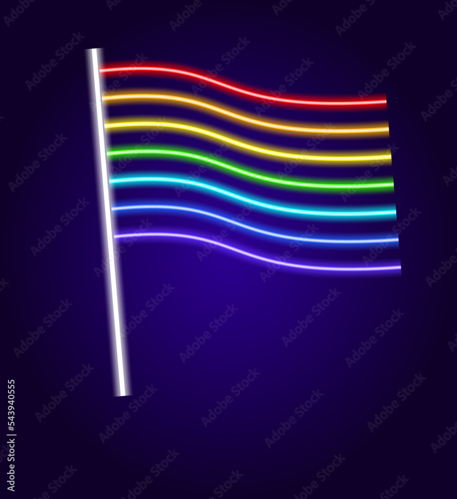 neon flag of the LGBT community. glow-in-the-dark curved rainbow flag ...