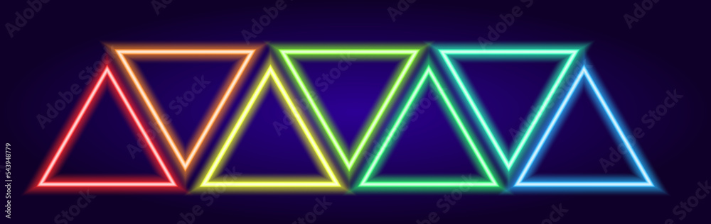 vector set of neon colored triangles. Isolated elements in the form of ...