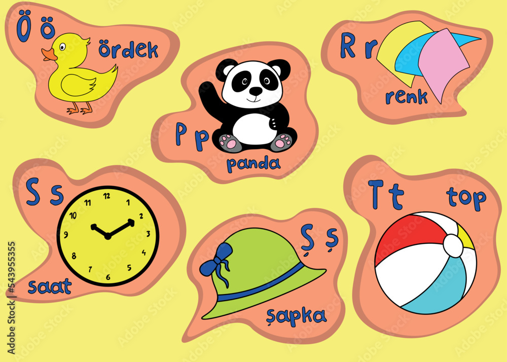part of turkish alphabet with upper and lower case letters and example ...