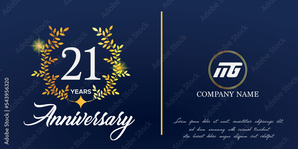 21st anniversary logo with elegant ornament monogram and logo name ...