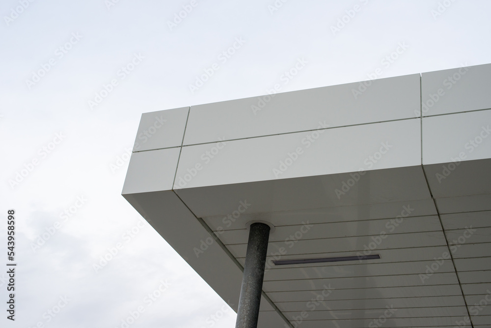 The exterior wall of a contemporary commercial style building with ...