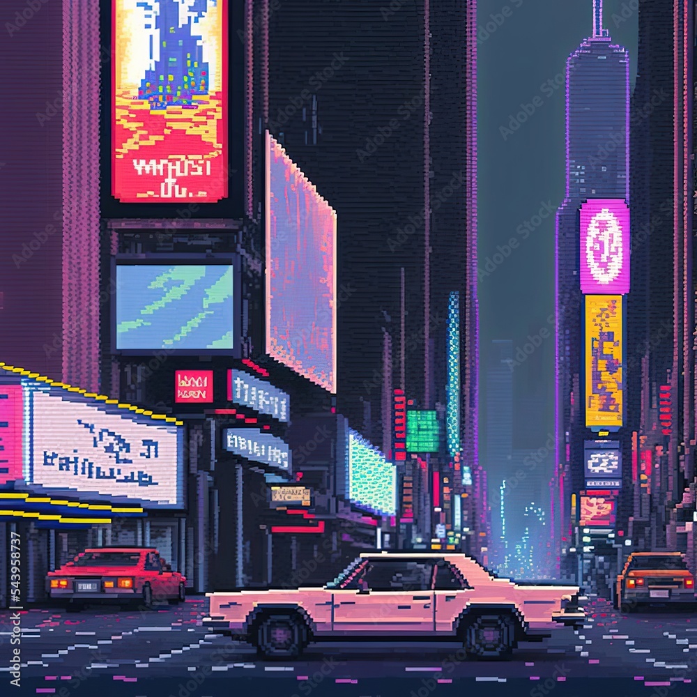8 bit pixel art 1980s Old City. Generative AI Technology Stock ...