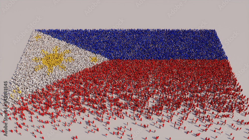 A Crowd of People gathering to form the Flag of Philippines. Philippine ...