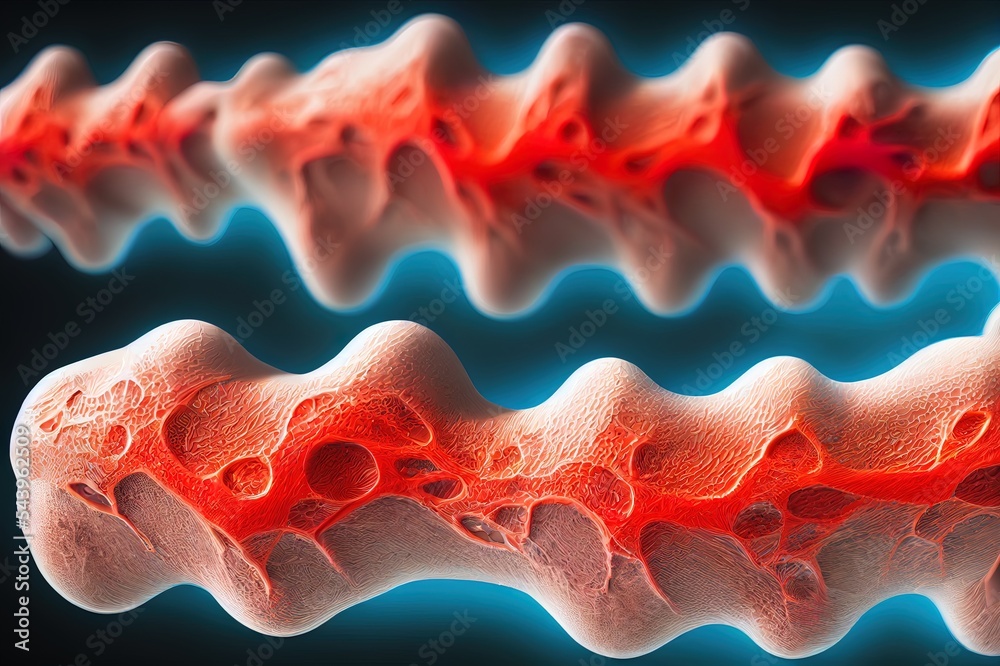 Skin cells and collagen layer. 3D rendering Stock Illustration | Adobe ...