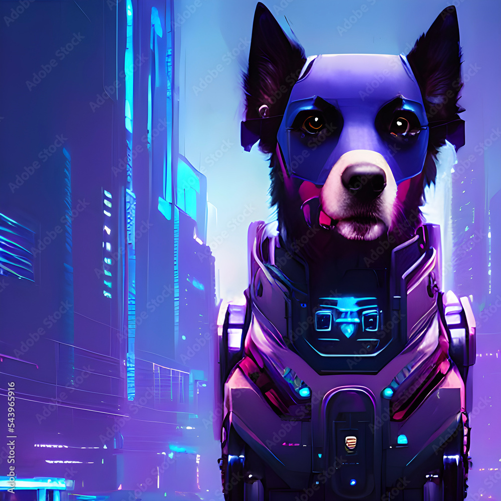 cyberpunk android dog Stock Illustration | Adobe Stock