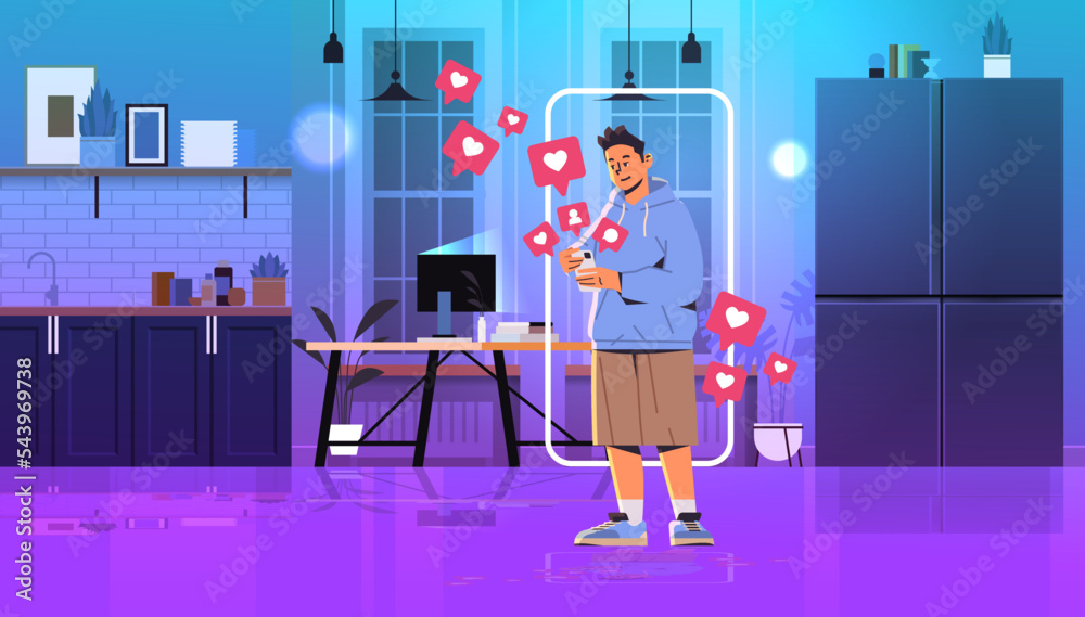 man social media influencer watching live streaming generation Z ...