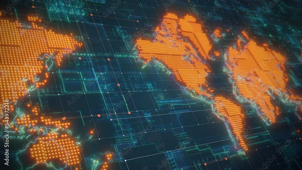 Digital World Map News Looped Background Stock Video | Adobe Stock